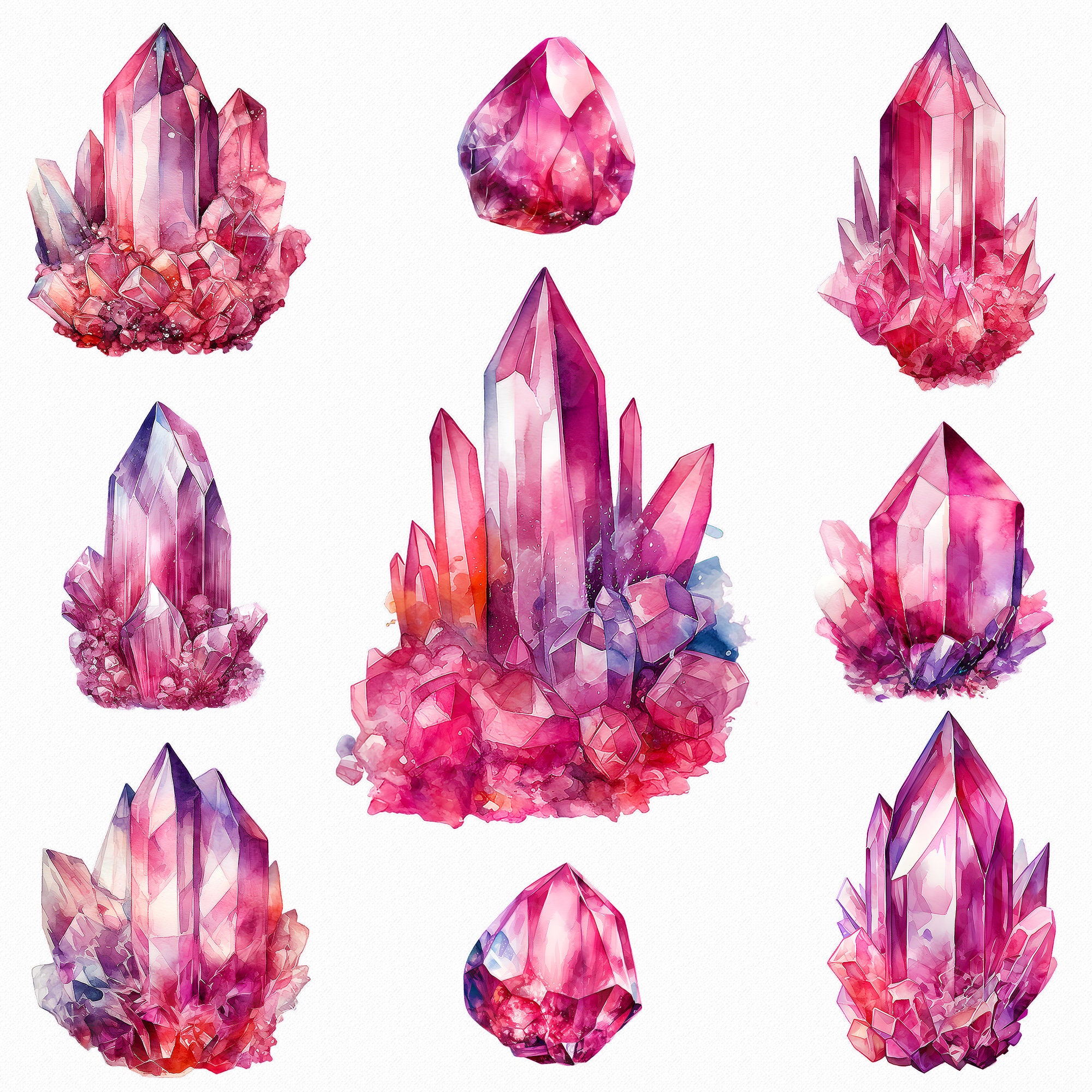 Watercolor Fantasy Crystal Png Pink Gemstone & Magic - Etsy
