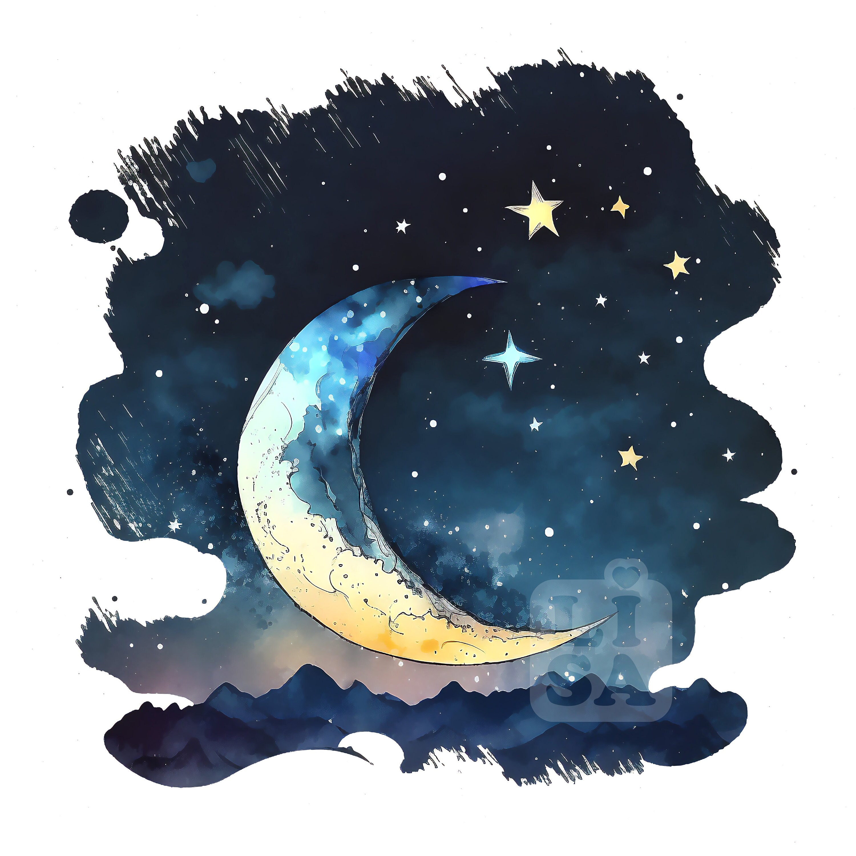 Watercolor Magical Night Sky Clipart 8 High Quality Jpgs - Etsy