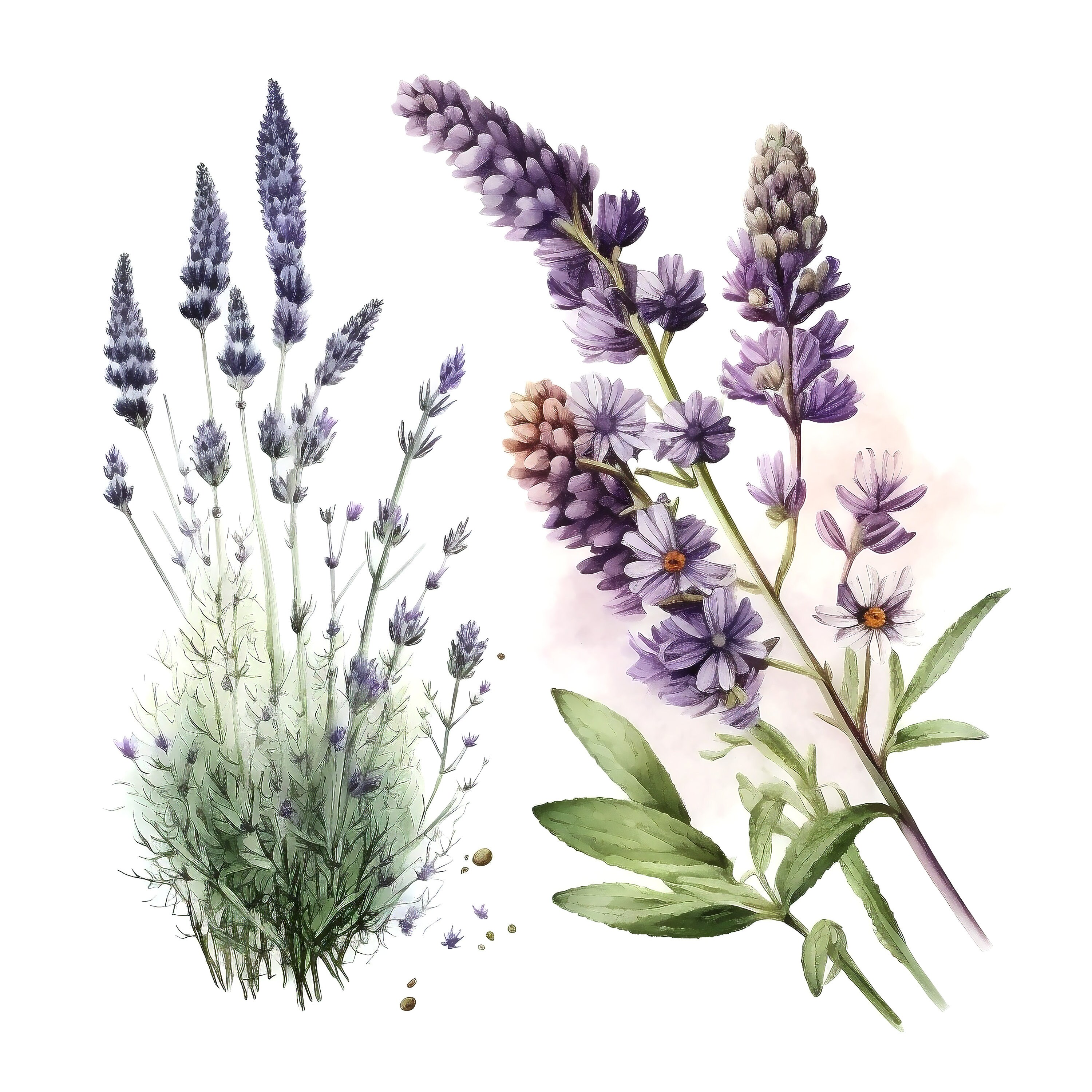 Watercolor Lavender Clipart 8 High Quality Jpgs Lavender - Etsy