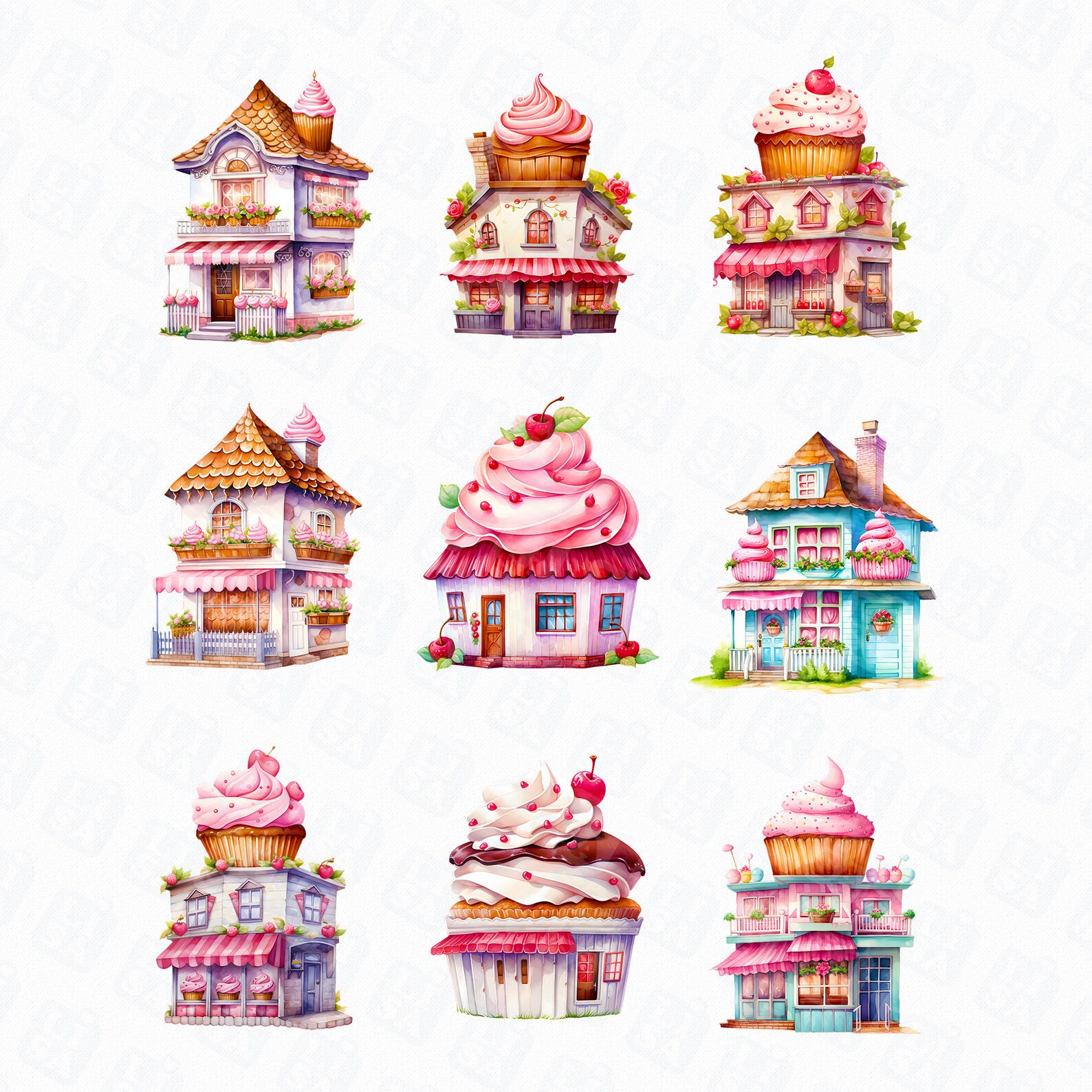 Watercolor Cupcake House Png Sweet House Png Cupcake Clip - Etsy