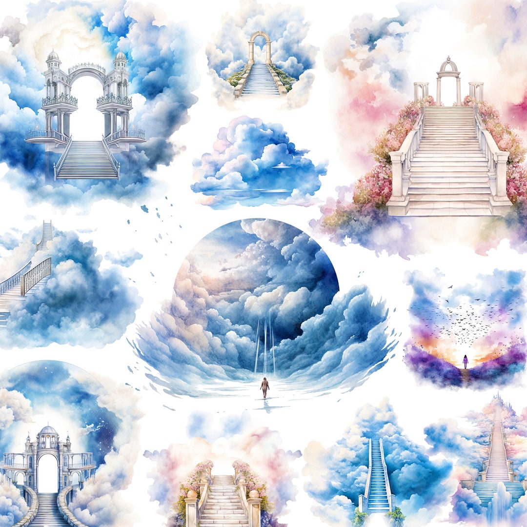Watercolor Heaven PNG - Christian Clipart, Stairs to Heaven Entrance ...