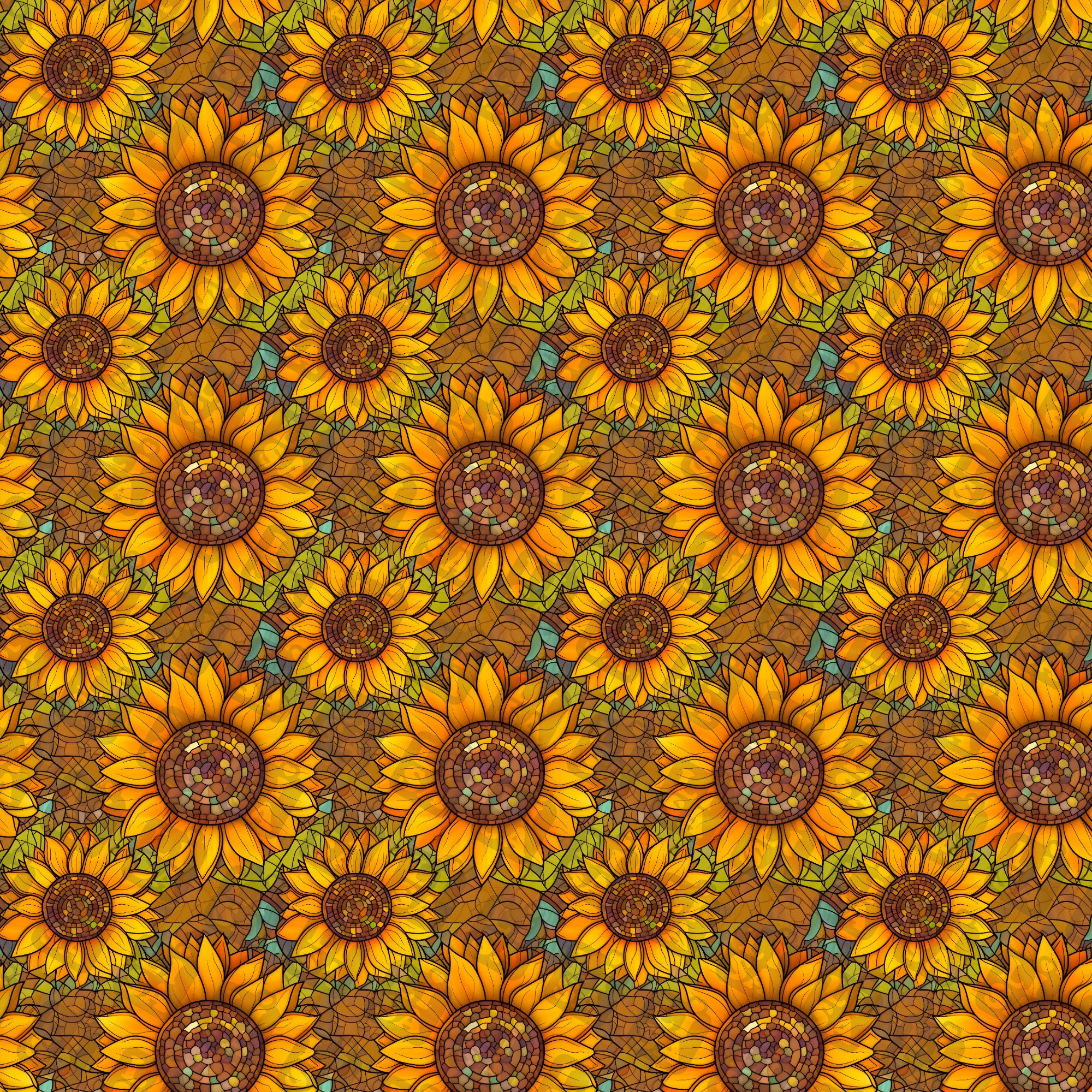 Stained Glass Sunflower Digital Paper Seamless Sunflower - Etsy