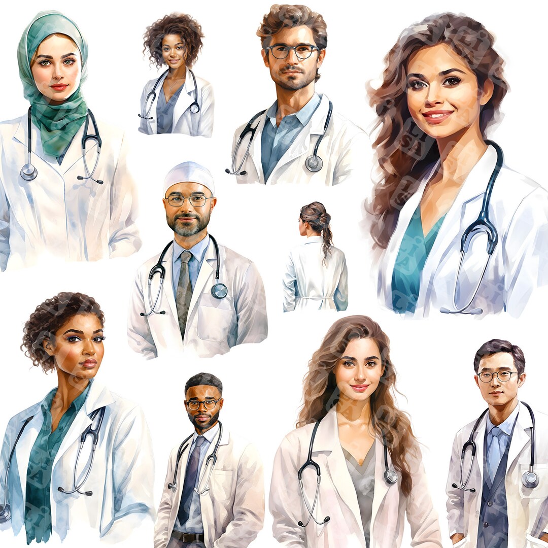 Watercolor Doctor Png Designs - Medical Png, Doctor Clipart, Woman, Man ...