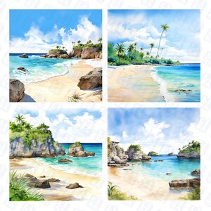 Tropical Islands Digital Paper - Digital Background, Summer Vibes ...