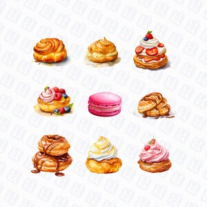 Watercolor French Bakery, Baking Clipart, Bakery Clipart, Brunch ...