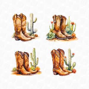 Watercolor Cowboy Boot and Desert Png - Cowgirl Png Clipart, Western ...