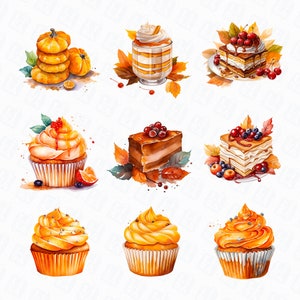 Watercolor Autumn Dessert Png - Autumn Leaves, Autumn Clipart, Desserts ...
