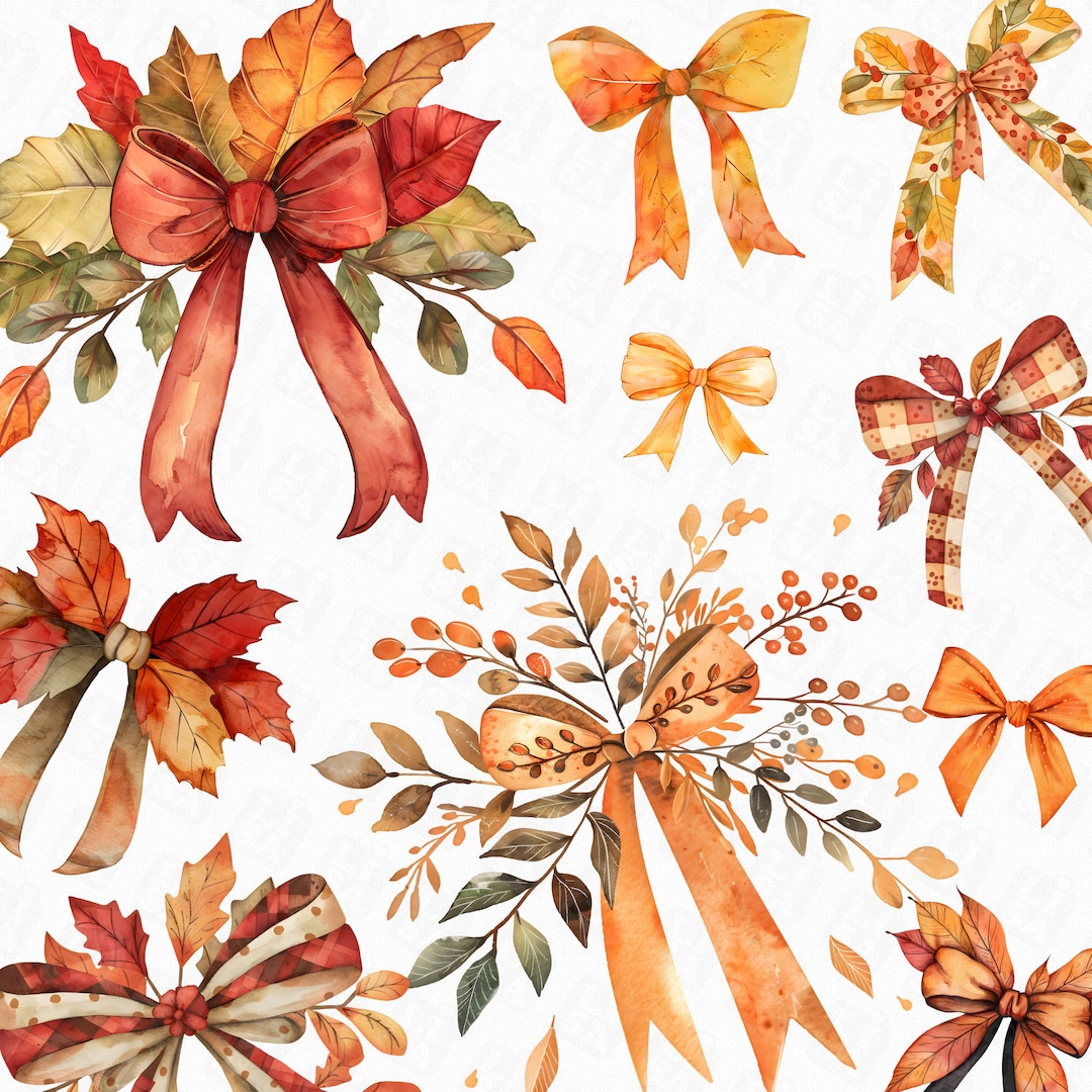 44 Fall Bow Png, Fall Coquette Bow Png, Autumn Sublimation Design Bow ...