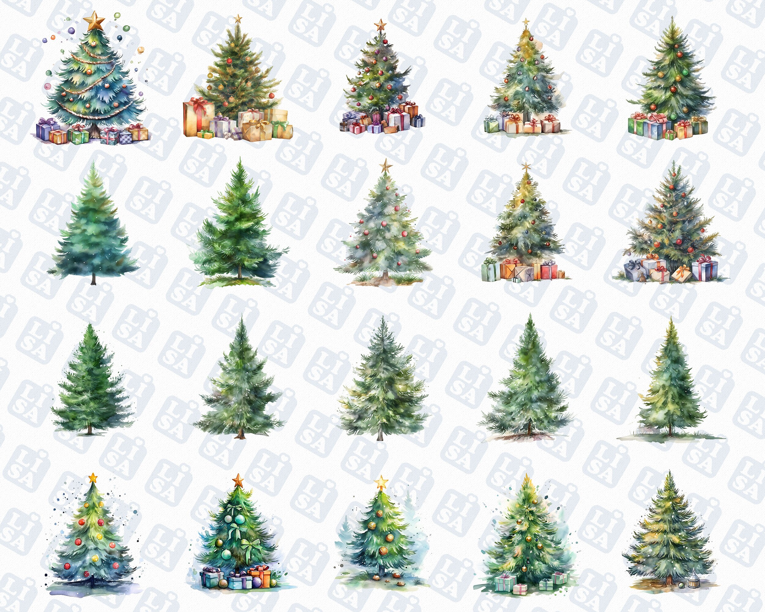 74 Watercolor Christmas Tree Craft Making Clipart - Etsy