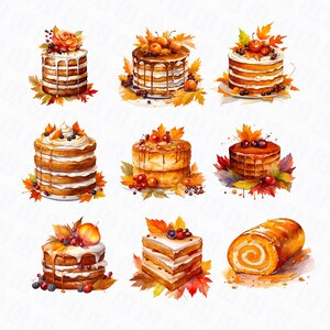 Watercolor Autumn Dessert Png - Autumn Leaves, Autumn Clipart, Desserts ...