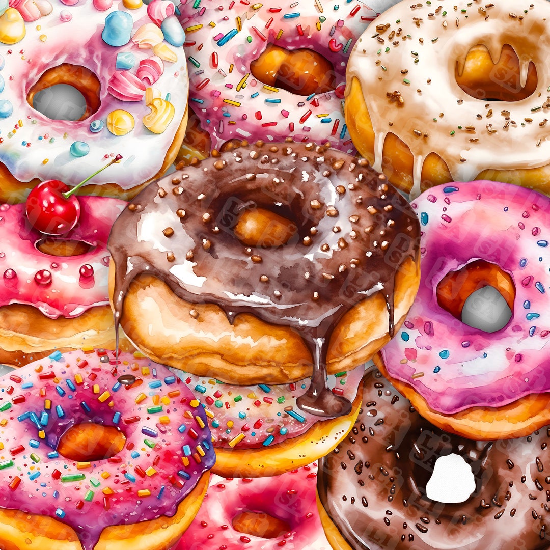 Watercolor Donut Png - Donut Clipart - Png for Sublimation - Birthday ...