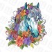 4 Floral Rainbow Horse Watercolor Png. Flower Horse Clipart. Instant ...