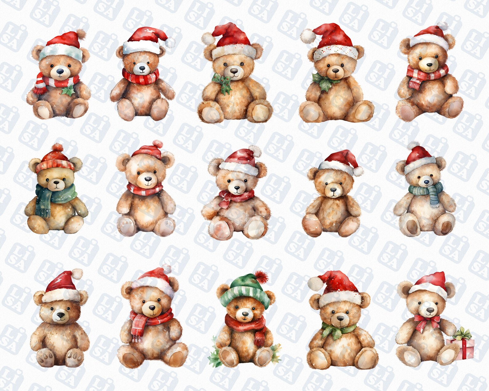16 Christmas Teddy Bear Png Craft Making Clipart Christmas - Etsy