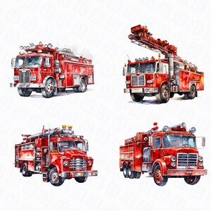 Watercolor Firetruck Png - Digital Clipart, Transportation, Firetruck ...