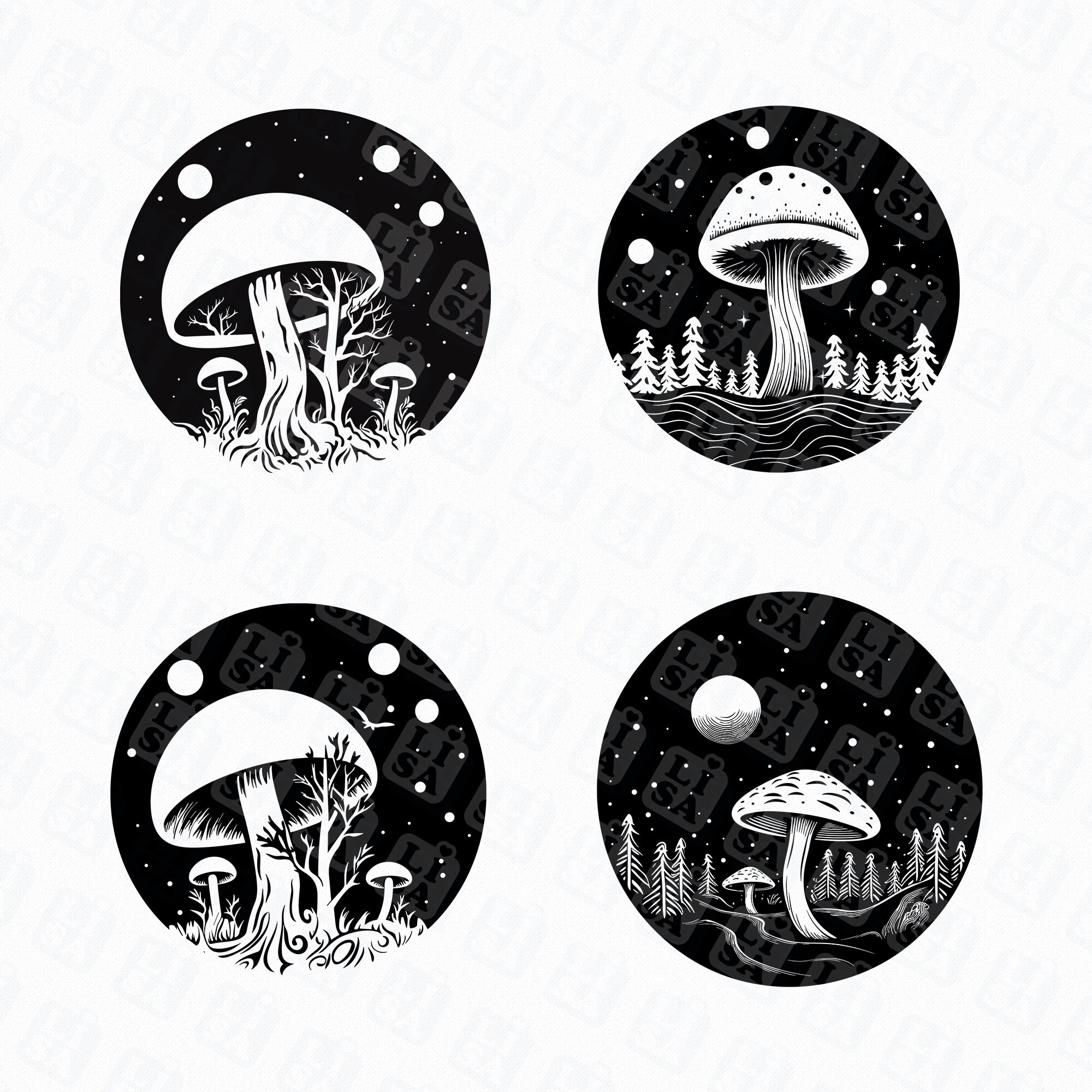 Mushrooms Svg Dxf Png Magic Mushroom Clipart Mushroom - Etsy