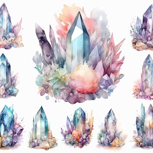 47 Watercolor Fantasy Crystal Png Craft Making Clipart - Rainbow ...