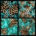21 Cowhide Leopard Turquoise Digital Paper Cowgirl Western Background ...