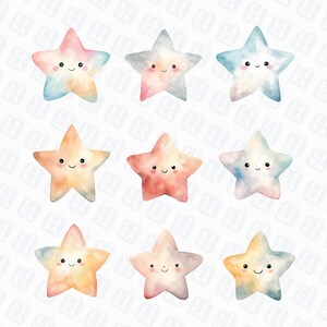 Watercolor Cute Star Png, Nursery Star, Pastel Stars, Cartoon Stars ...