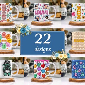 3D Mom Mug Wrap Bundle Custom Photo Inflated Mom Puffy Mug PNG, 3D ...