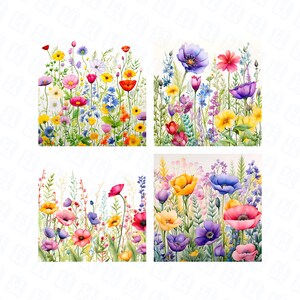 Wild Flower Background - Digital Background, Wild Flowers Paper ...