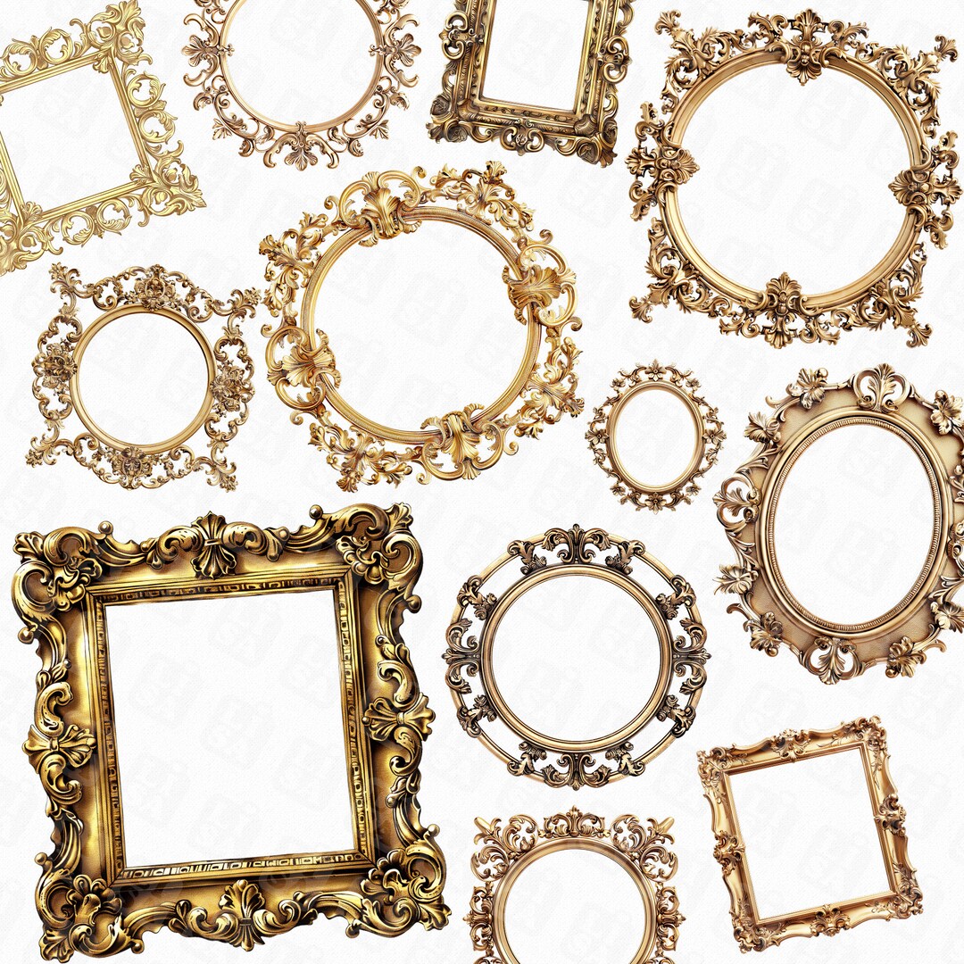 48 Antique Gold Frames Clipart, Old Gold Frames Png, Vintage Antique ...