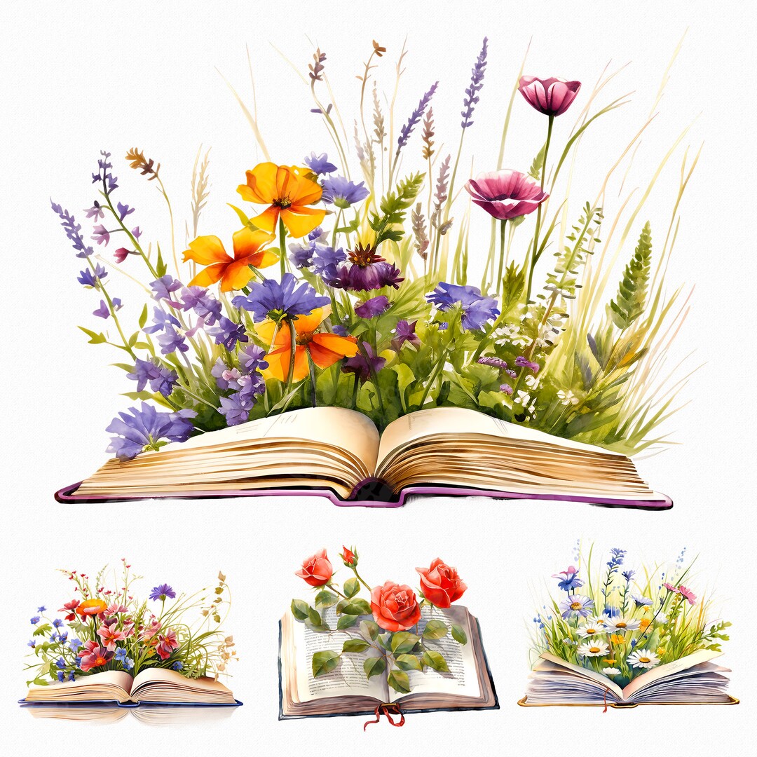 Watercolor Floral Book Png - Book With Flowers Designs With Transparent ...