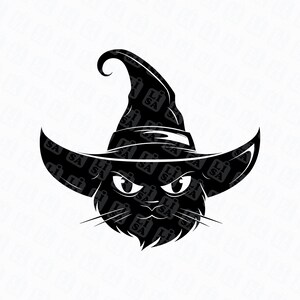 Witch Black Cat Svg Dxf Png Vector - Halloween Svg - Witch Svg - Witch ...