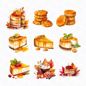 Watercolor Autumn Dessert Png - Autumn Leaves, Autumn Clipart, Desserts ...