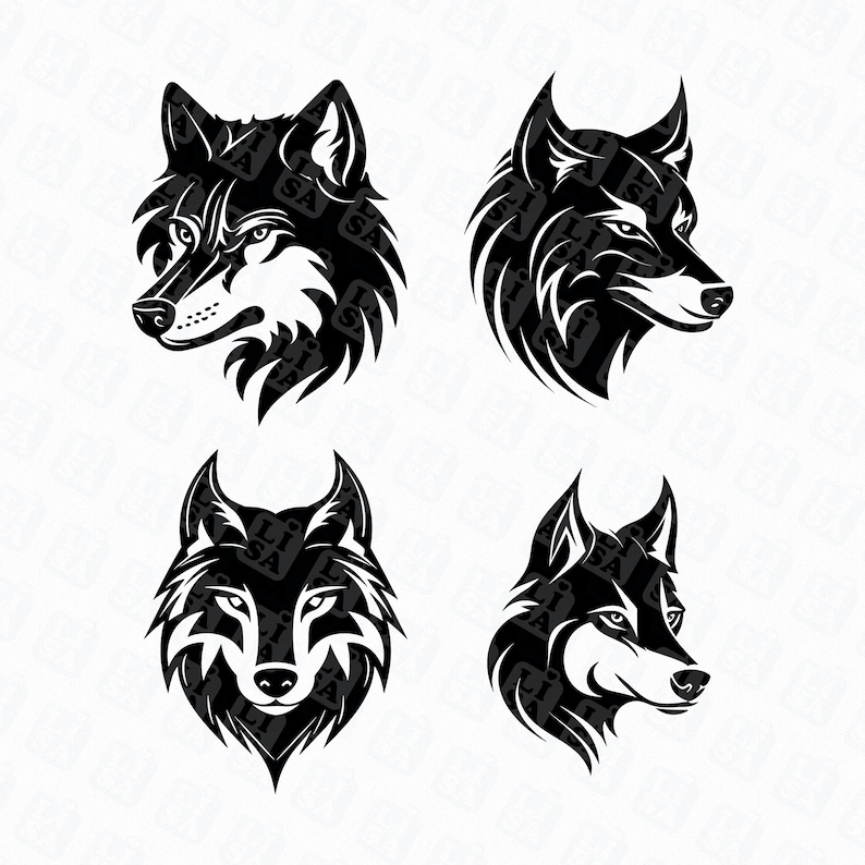 Wolf Face Svg Wolf With Flower Svg Wolf and Rose Wolf Head - Etsy