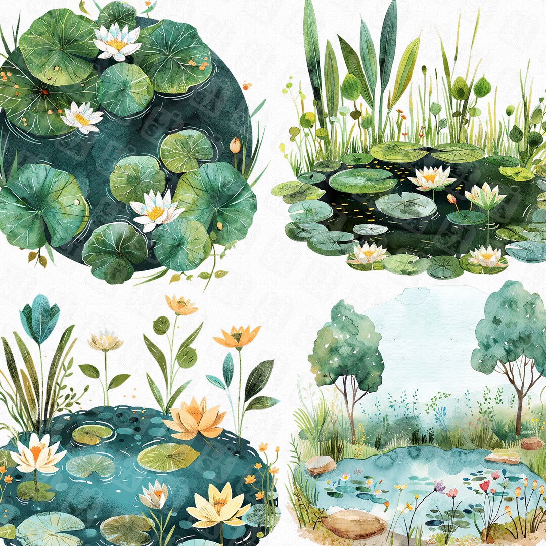 Summer Pond Png, Summer Png, Summer Clipart, Pond Clipart, Scene for ...