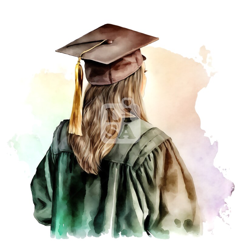 Watercolor Graduation Clipart Watercolor Graduation Image - Etsy