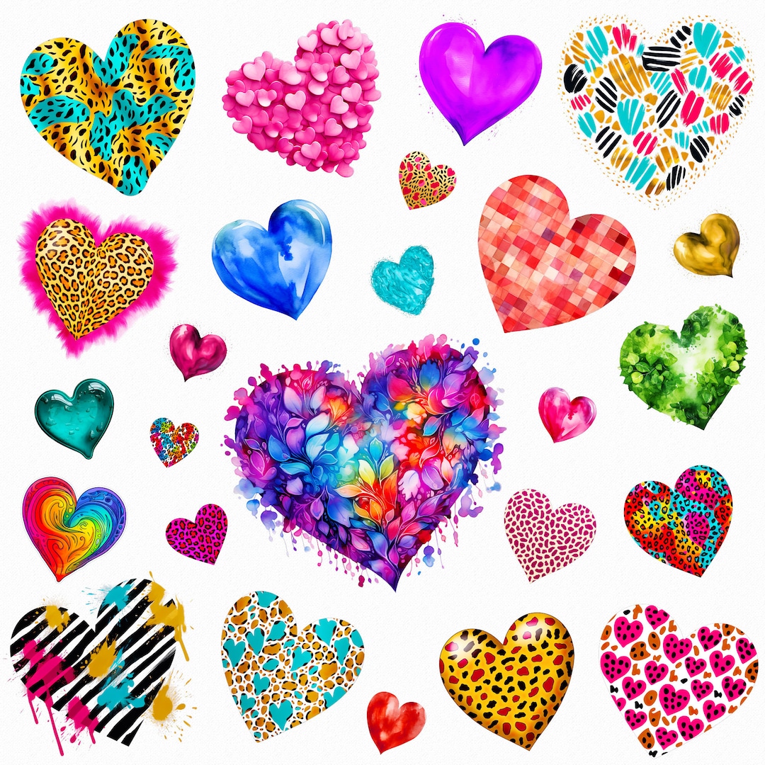 55 Heart PNG Bundle, Digital Heart Images, Heart Clipart, Heart ...