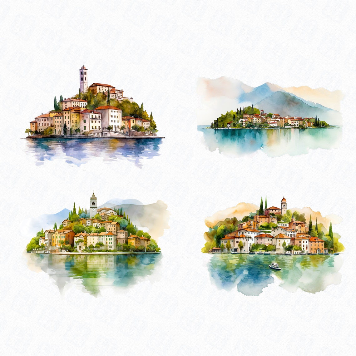 Watercolor Lake Como Png Northern Italy Trip Lake Clipart - Etsy