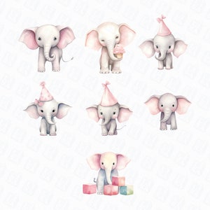 Pink and Blue Baby Elephant Png - Nursery Elephant, Baby Nursery ...