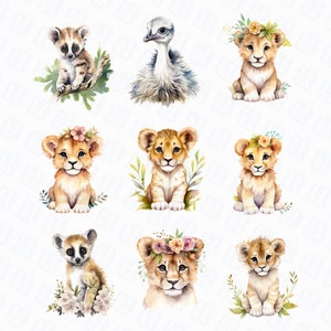 Cute Safari Baby Shower Clipart - Baby Safari Animals High-quality ...