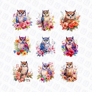 Watercolor Owl Flowers Clipart, Cute Owl Clipart, Floral Owl Png ...