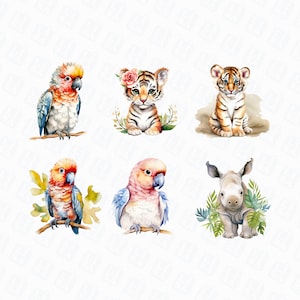 Cute Safari Baby Shower Clipart - Baby Safari Animals High-quality ...