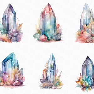 24 Watercolor Fantasy Magic Crystal Png Craft Making Clipart - Fantasy ...
