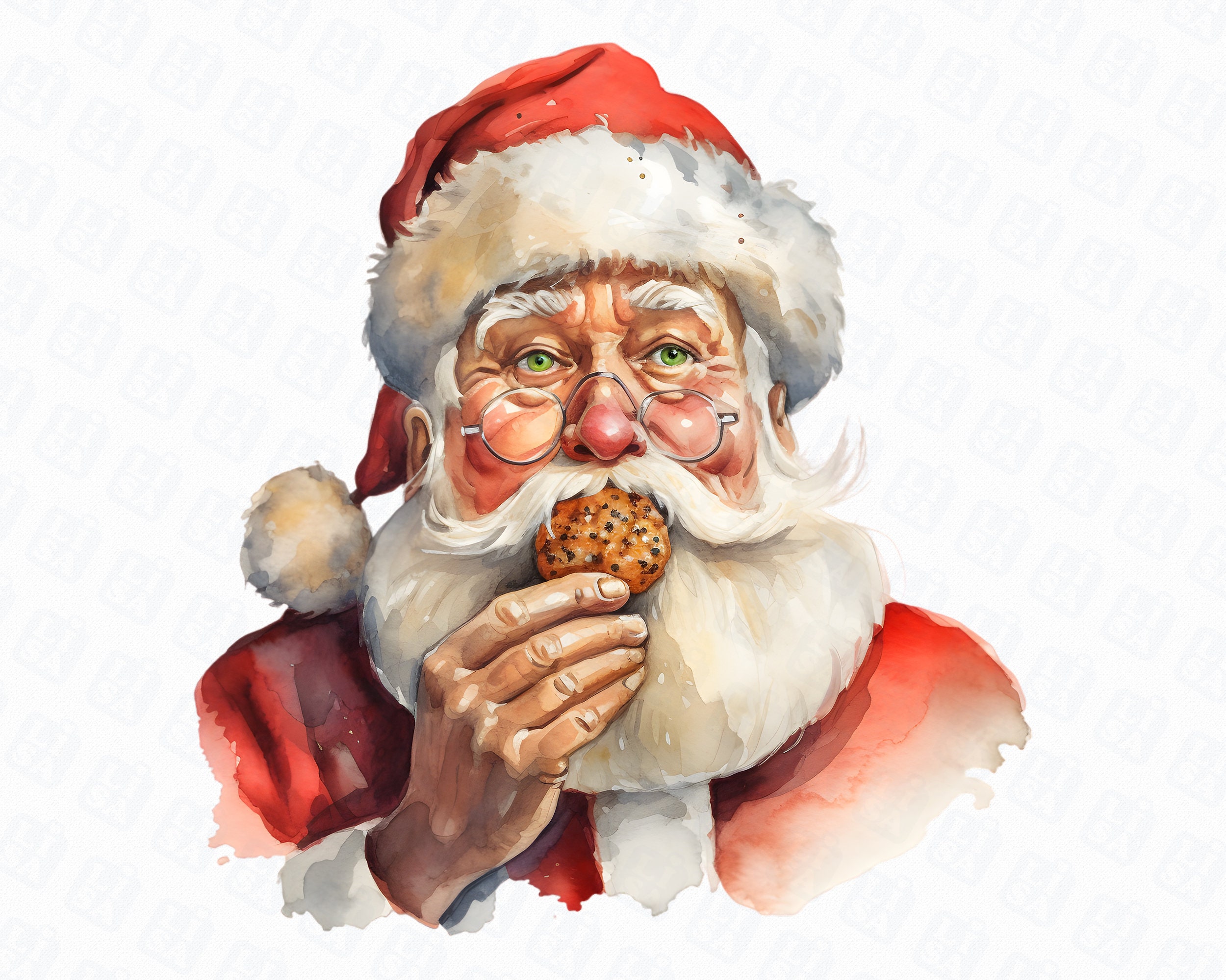 50 Watercolor Santa Clipart Png Christmas Png Images With - Etsy