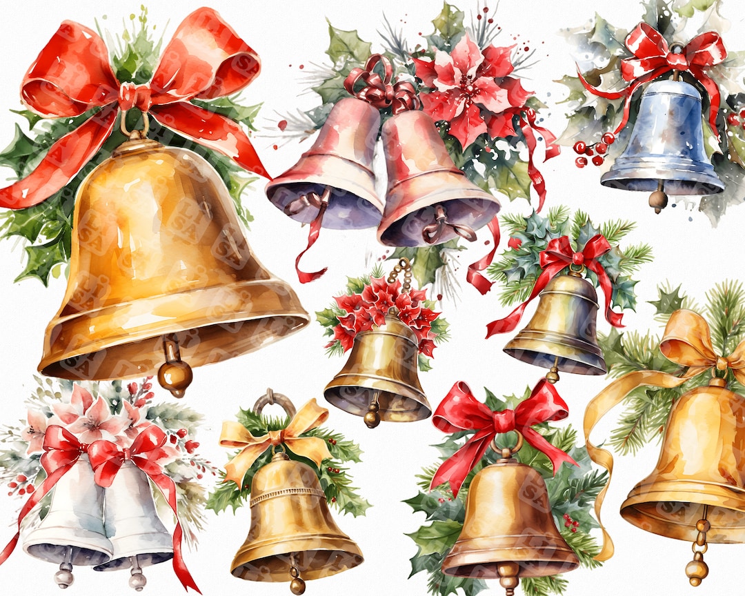 17 Watercolor Christmas Bells Png Clipart. Christmas Decoration Clipart ...