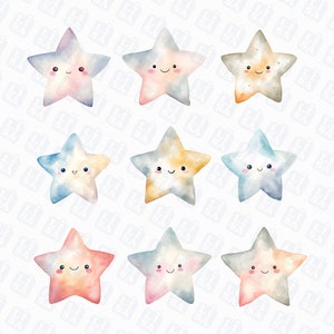 Watercolor Cute Star Png, Nursery Star, Pastel Stars, Cartoon Stars ...