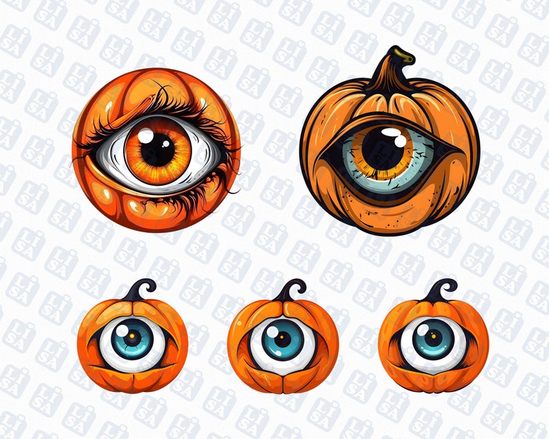 5 Halloween Pumpkin Eye Png Horror Pumpkin Clipart Bundle - Etsy