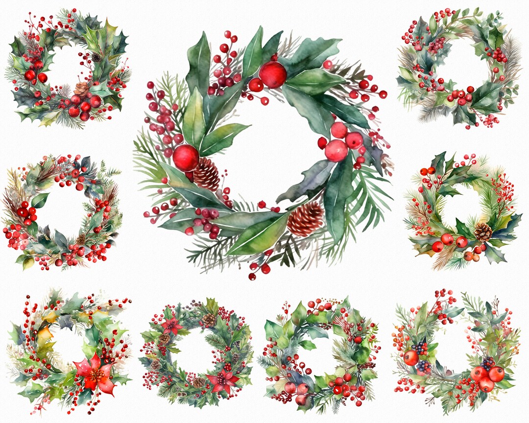 27 Watercolor Christmas Wreath Png - Holiday Wreath Clipart Images With ...