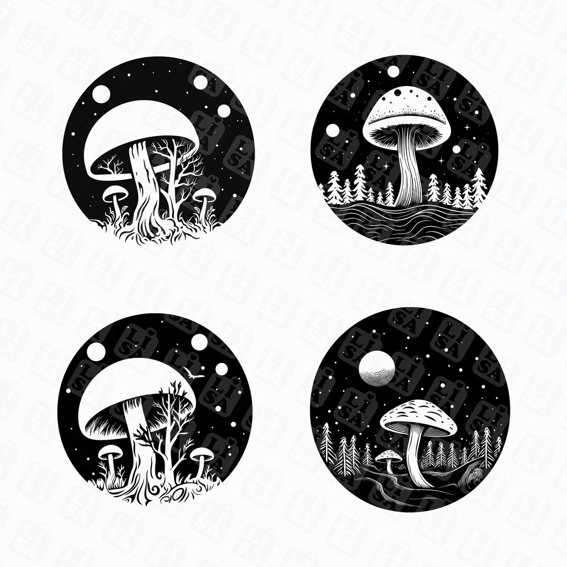 Magic Mushrooms Svg Dxf Png Mushroom Clipart Mushroom - Etsy