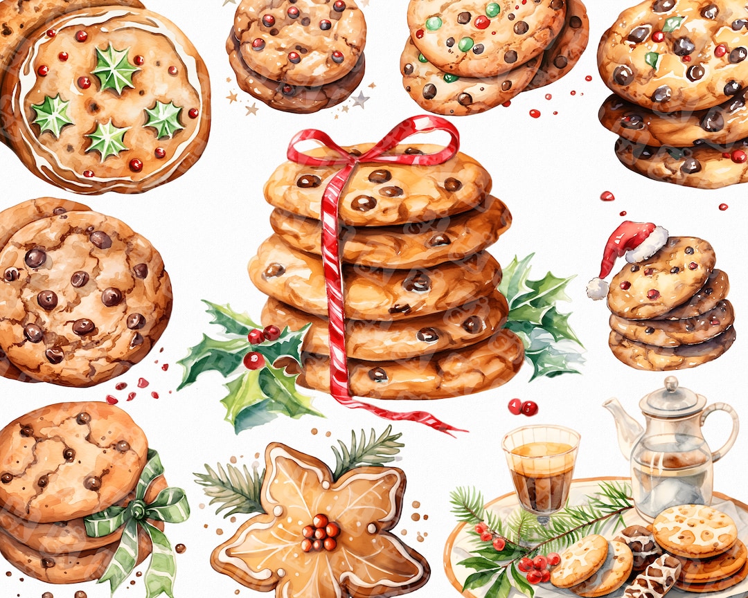 20 Watercolor Christmas Cookies Png. Watercolor Baking Clipart ...