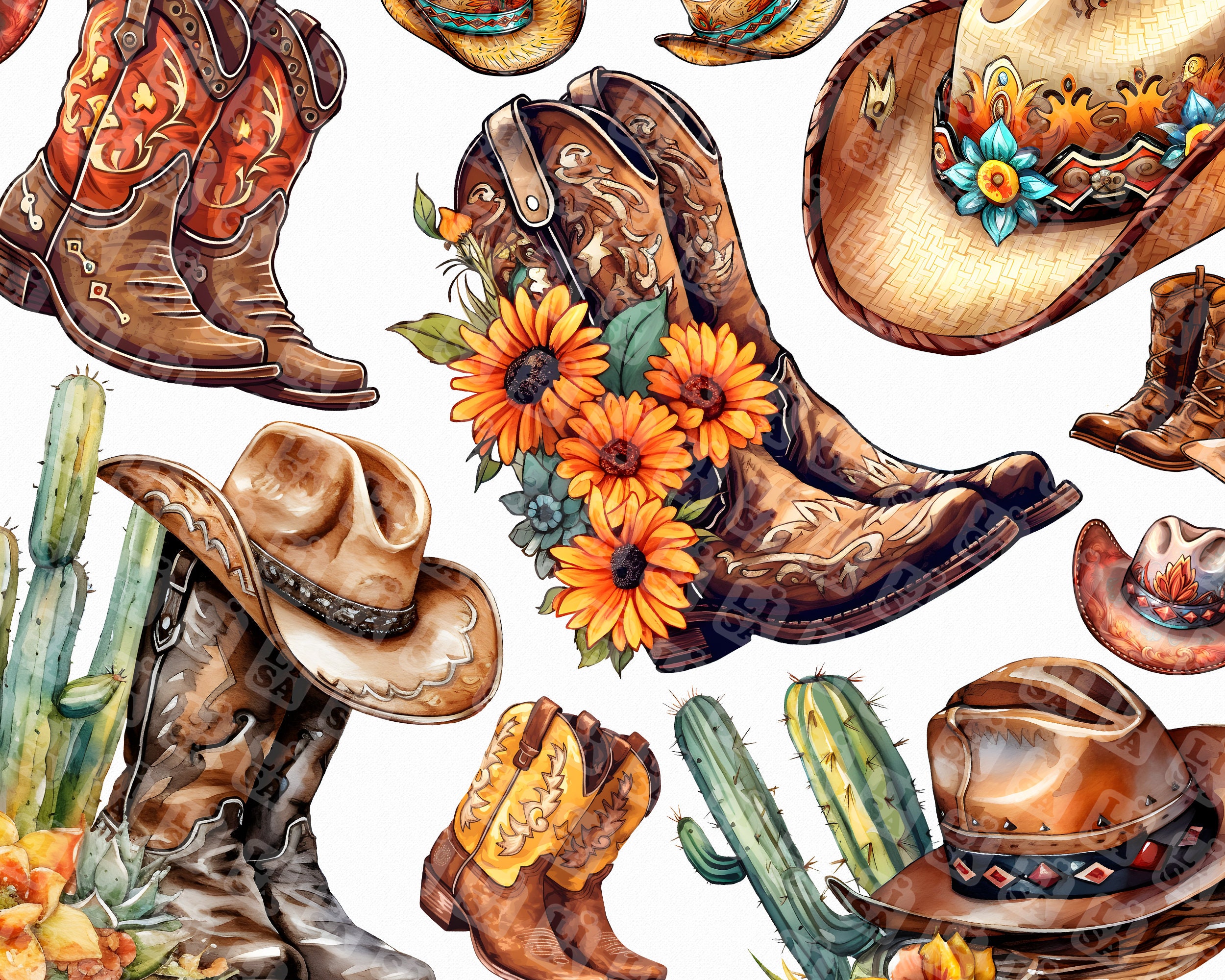 22 Cowboy Boot and Cowboy Hat Png Cute Western Clipart - Etsy