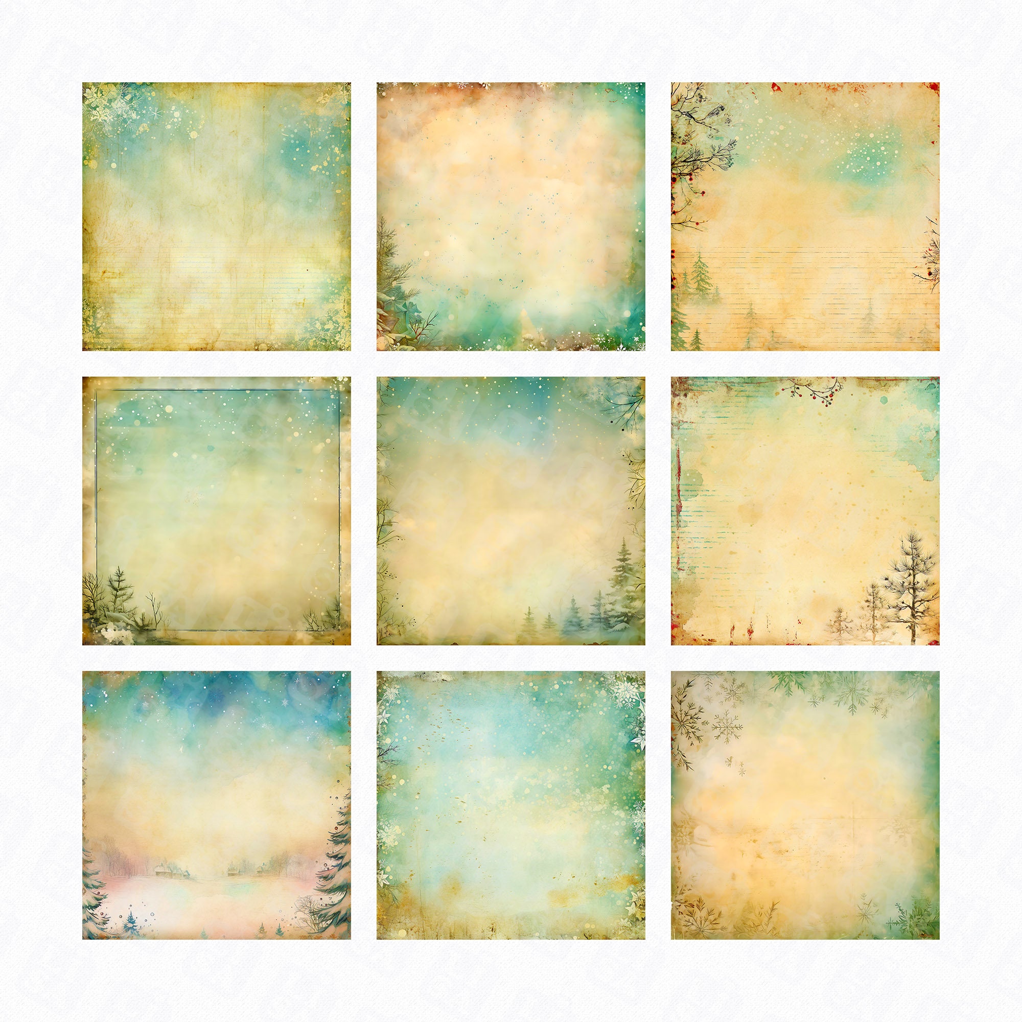 Vintage Christmas Background Square Printable Paper Vintage - Etsy