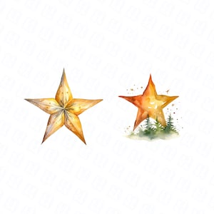 Watercolor Star Clipart - Colorful Christmas Star - Digital Download ...