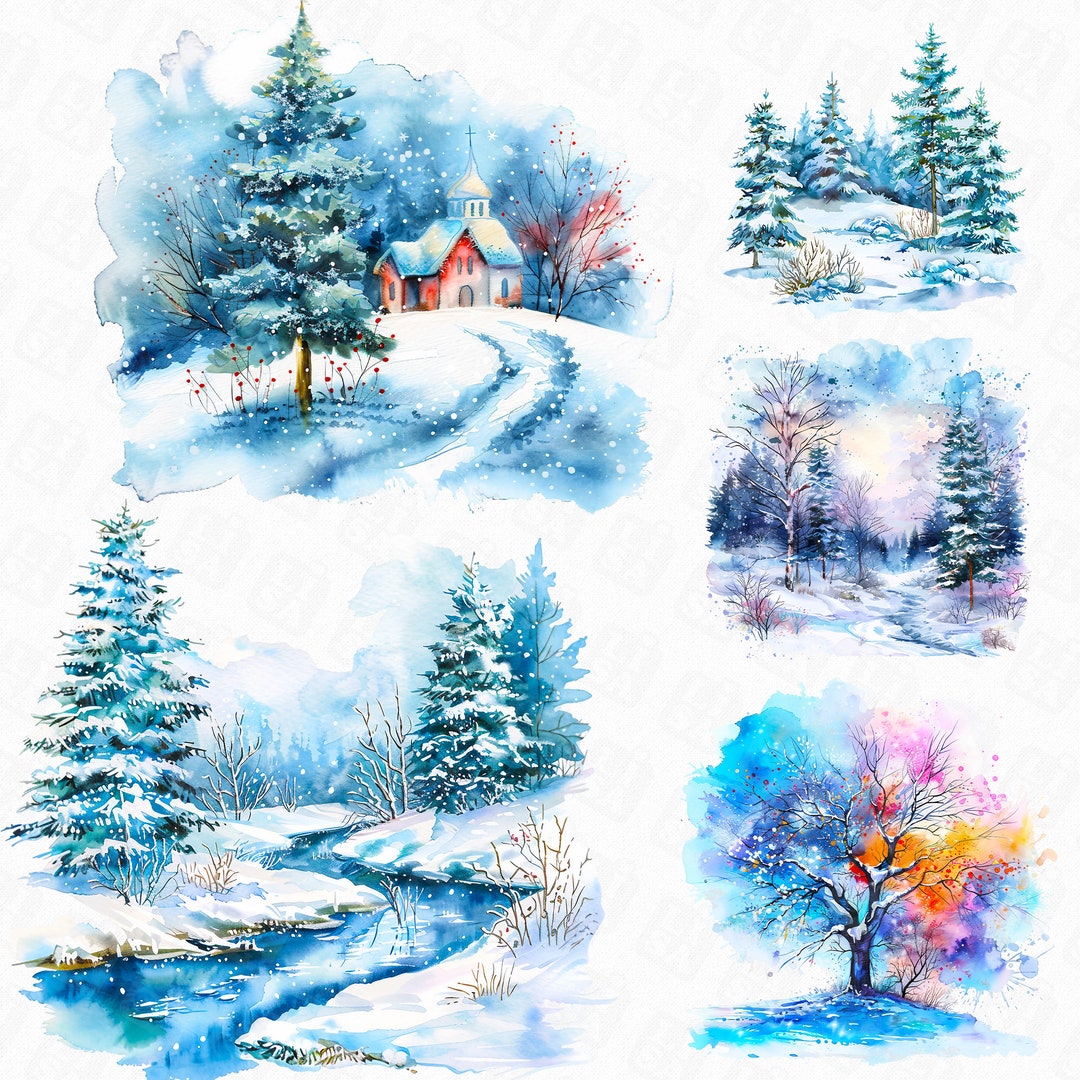 33 Watercolor Winter Wonderland Background - Winter Landscape Printable ...