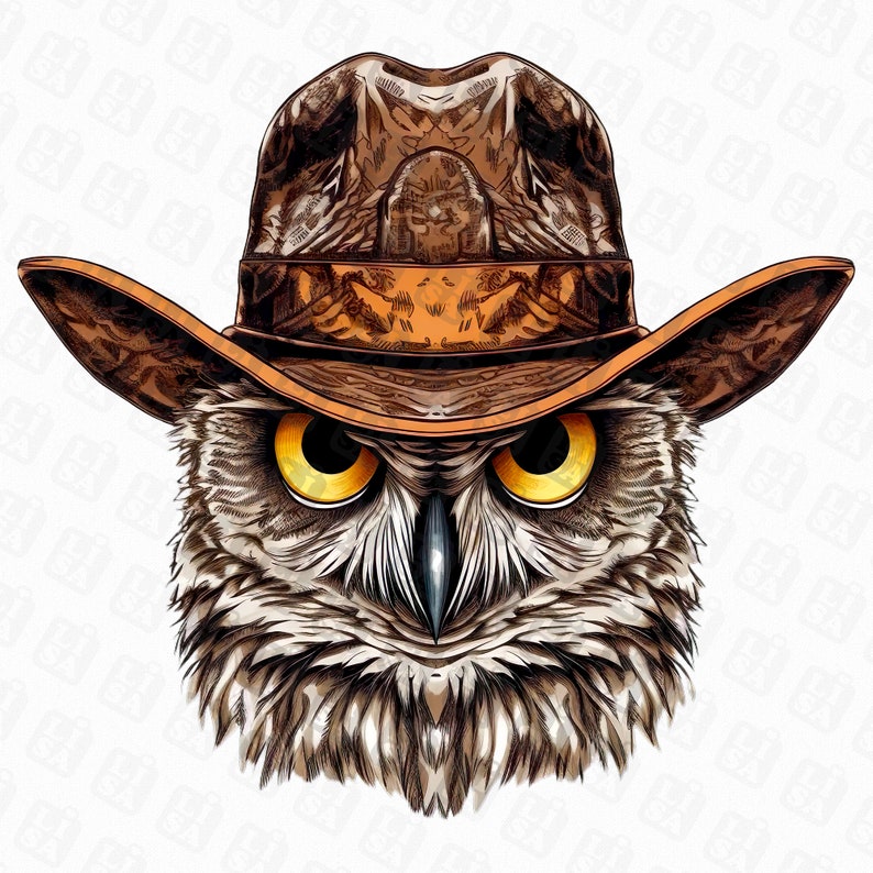 Cowboy Owl PNG Sublimation Design Western Themed Owl Clipart - Etsy